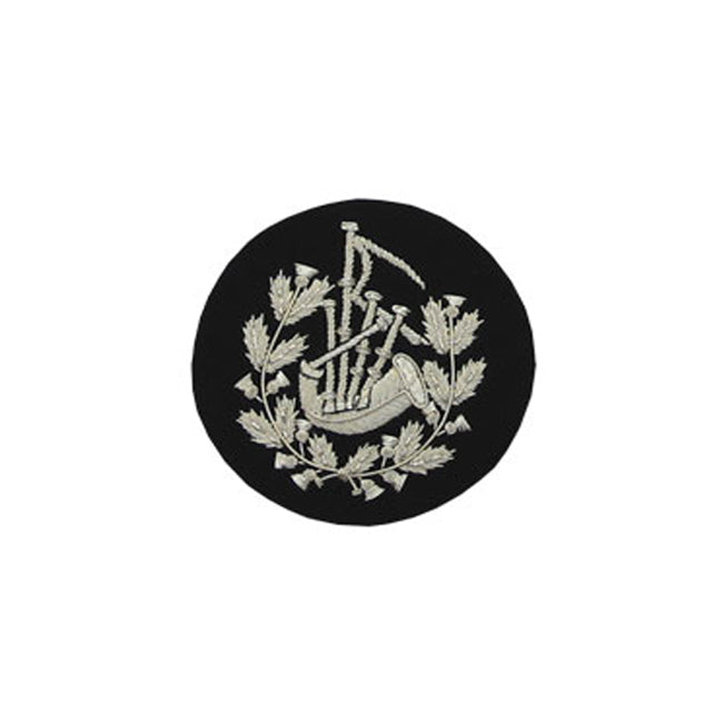 Pipe Major Badge Silver Bullion on Black | Pro Scottish LLC