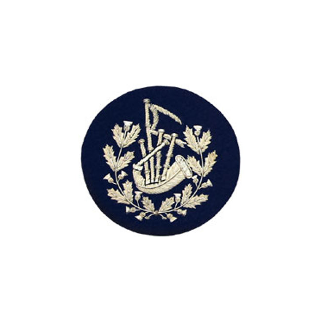 Pipe Major Badge Silver Bullion on Navy | Pro Scottish LLC