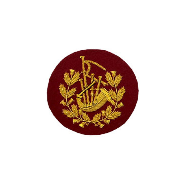 Pipe Major Badge Gold Bullion on Red | Pro Scottish LLC
