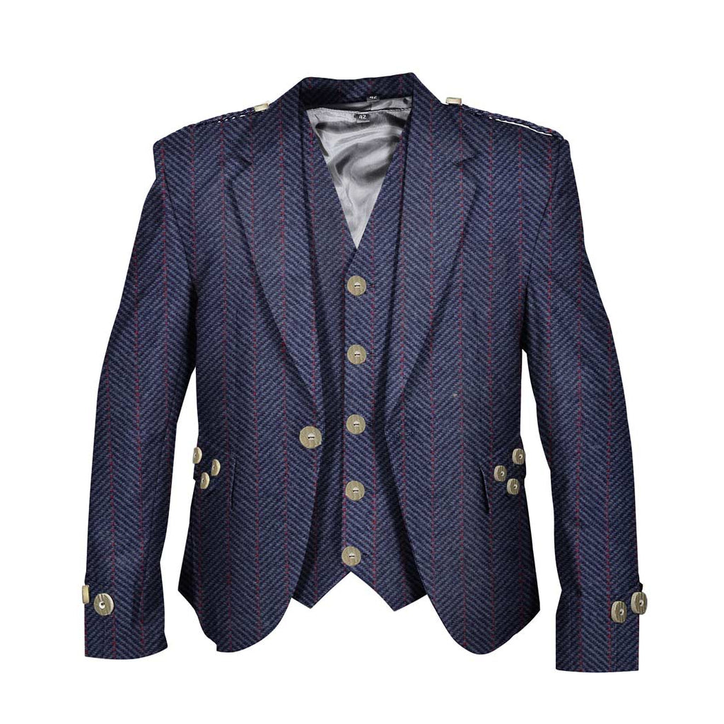 Pro Blue Red Tweed Argyll Jacket & Vest | Pro Scottish LLC